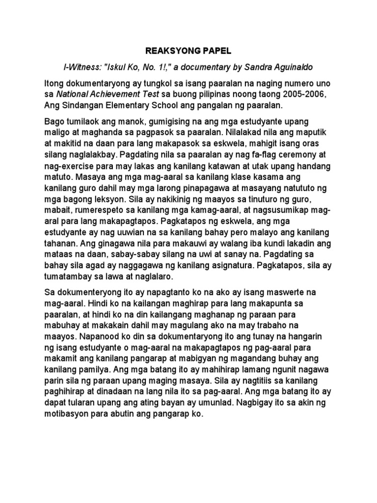 Reaksyong Papel | PDF