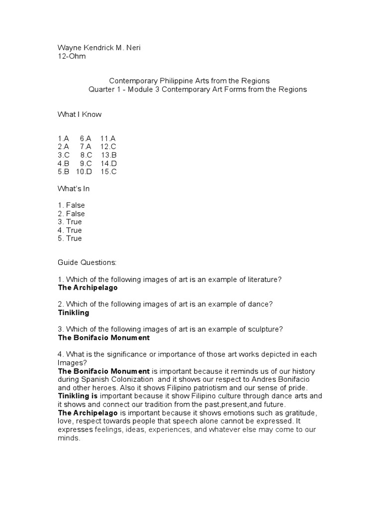 Contemporary Philippine Arts from the Regions: Understanding Art Forms through Analysis and ...