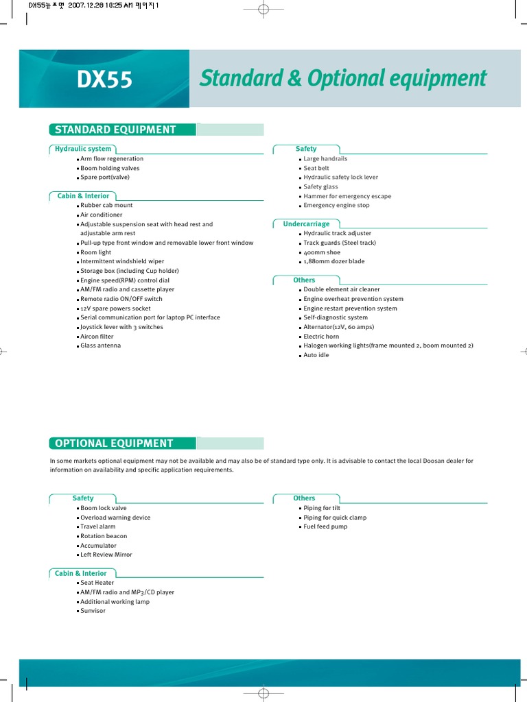 Standard & Optional Equipment | PDF