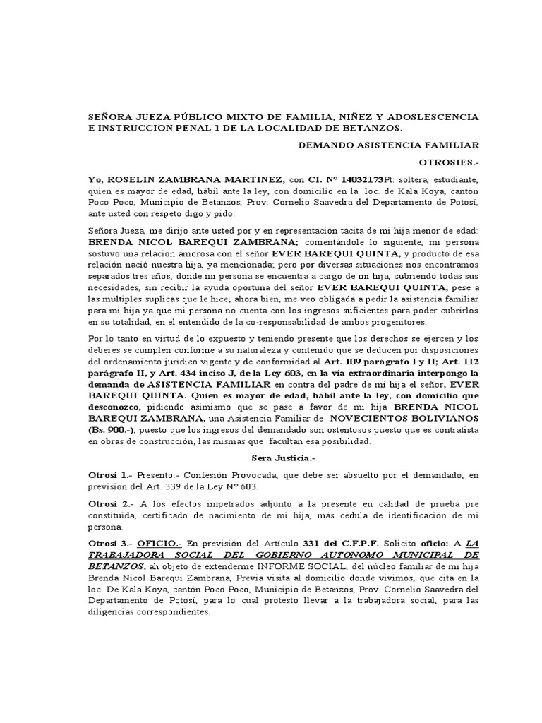 Asistencia Familiar Roselin | PDF | Gobierno | Justicia