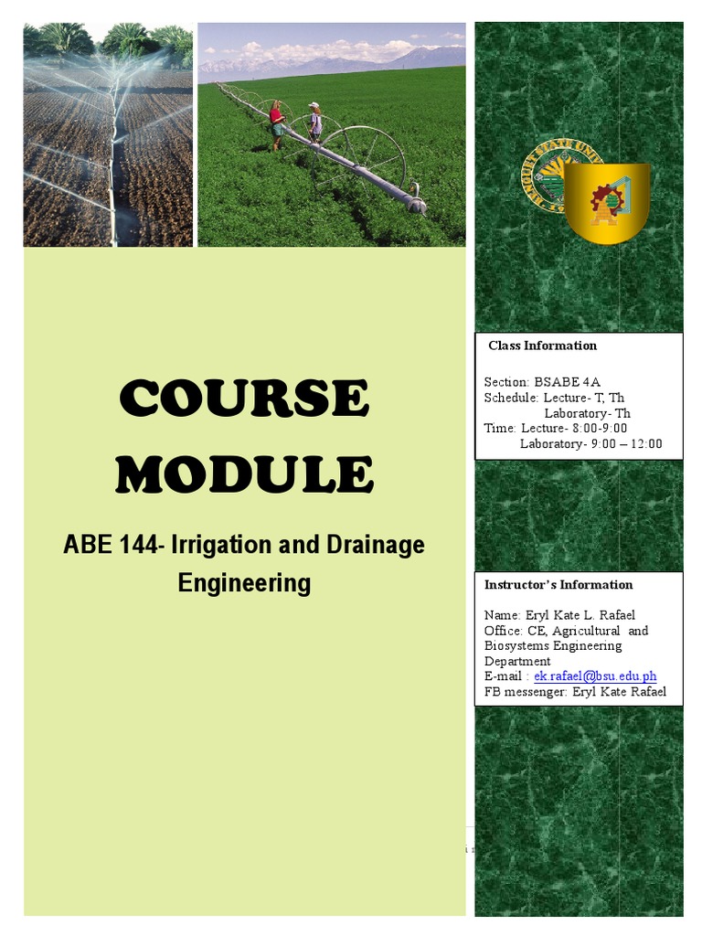 Course: ABE 144-Irrigation and Drainage Engineering | PDF | Irrigation | Soil