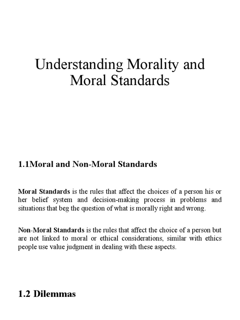 Understanding Morality and Moral Standards | PDF
