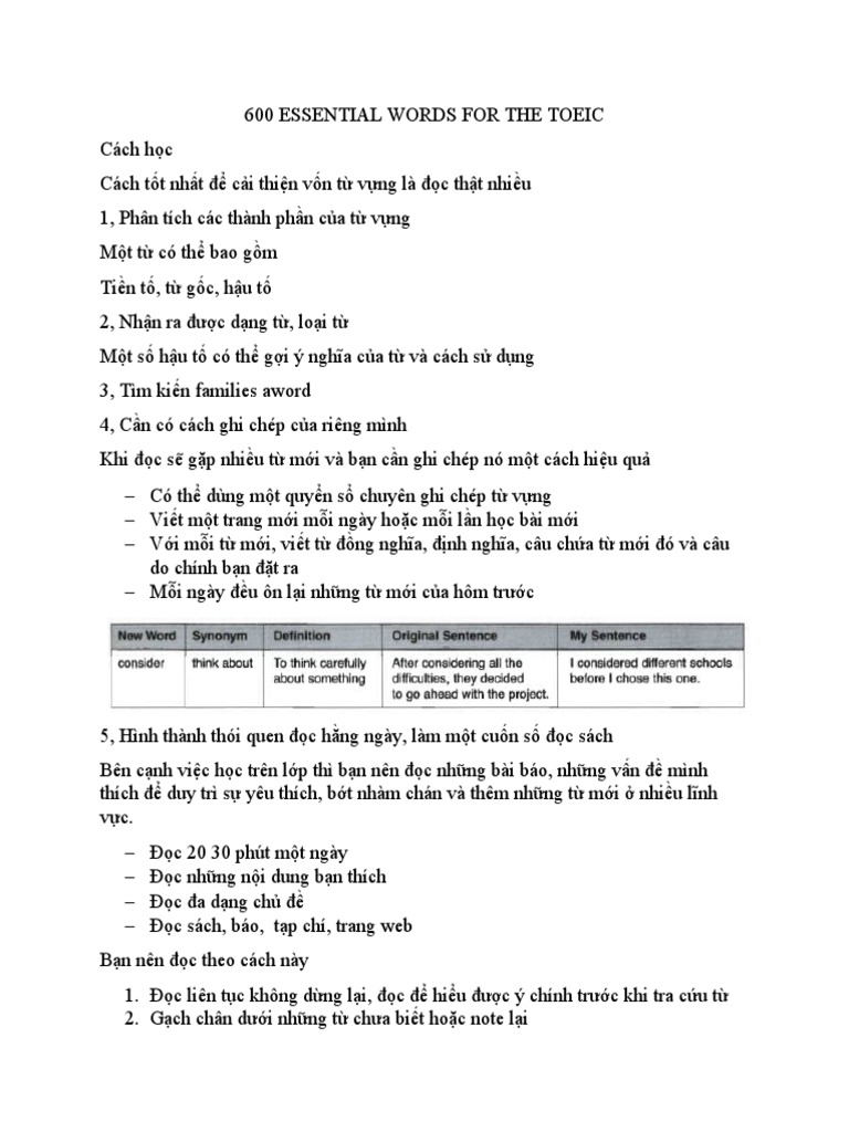 600 Essential Words For The Toeic | PDF