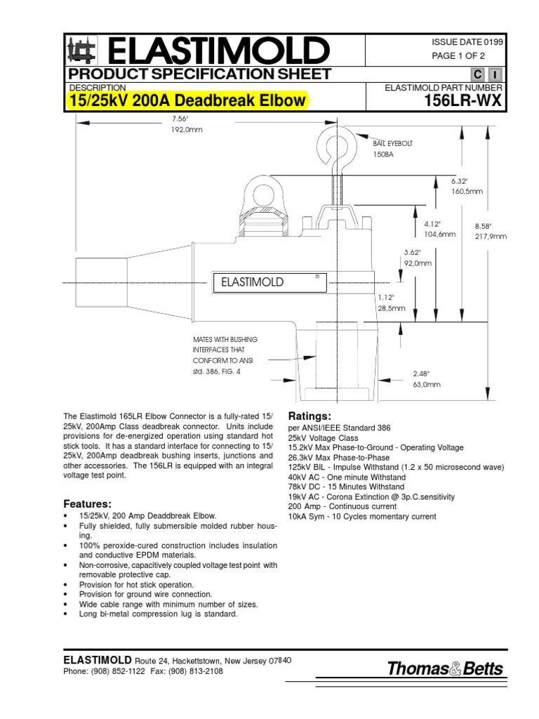 200A Deadbreak Elbow Installation Guide | PDF | Electrical Connector ...