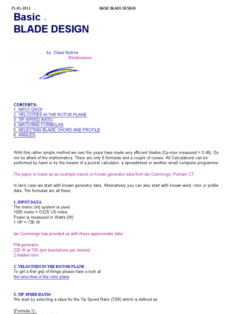 Basic Blade Design: A Step-by-Step Guide to Sizing and Profiling Rotor ...