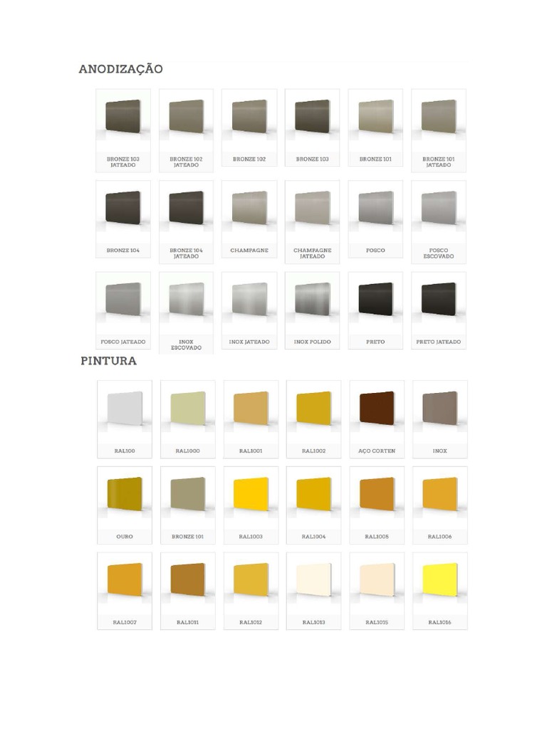 Cores Pintura e Anodização - Aluminio | PDF
