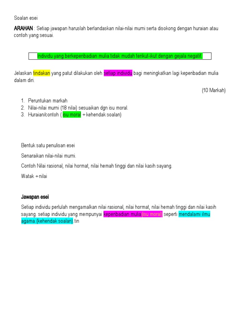 Esei Moral f3 | PDF | Karier & Perkembangan