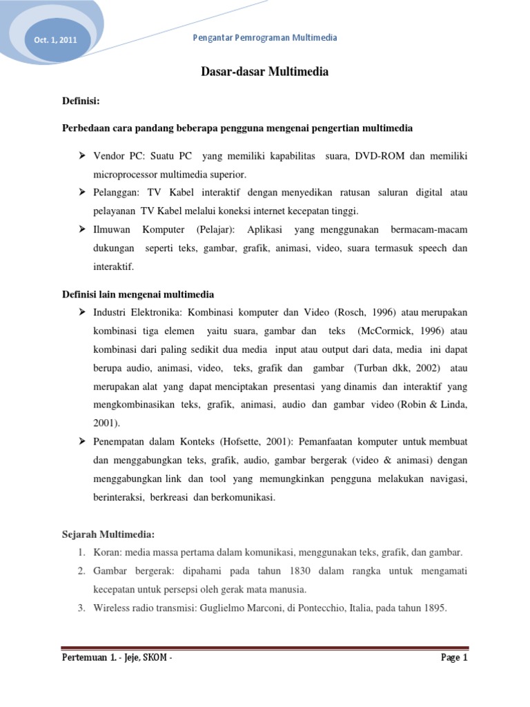 Dasar Dasar Multimedia | PDF