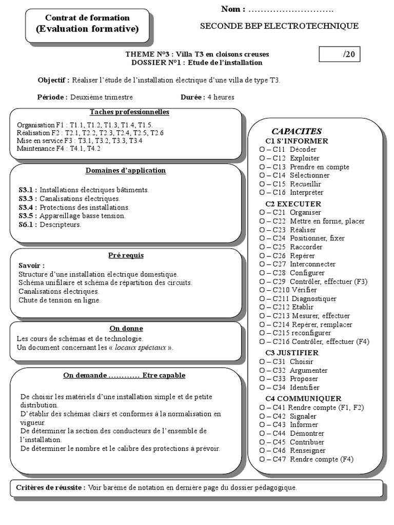 Dossier Etude Villa T3 | PDF | Électricité | Conception