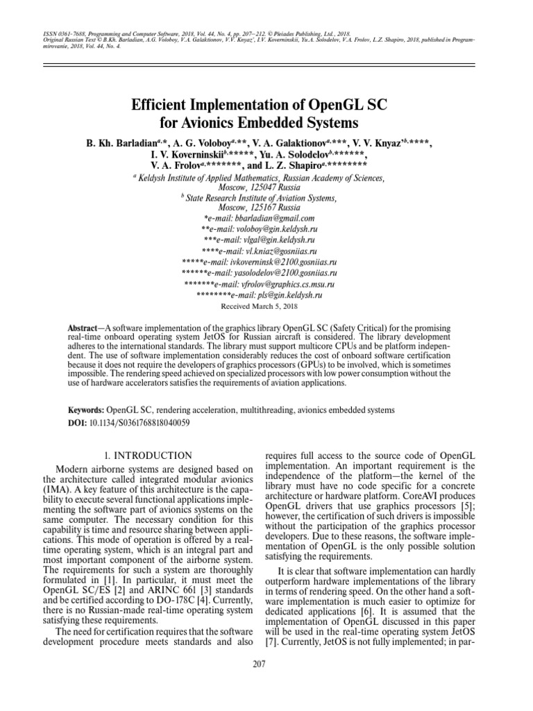 Efficient Implementation of Opengl SC For Avionics Embedded Systems | PDF | Thread (Computing ...
