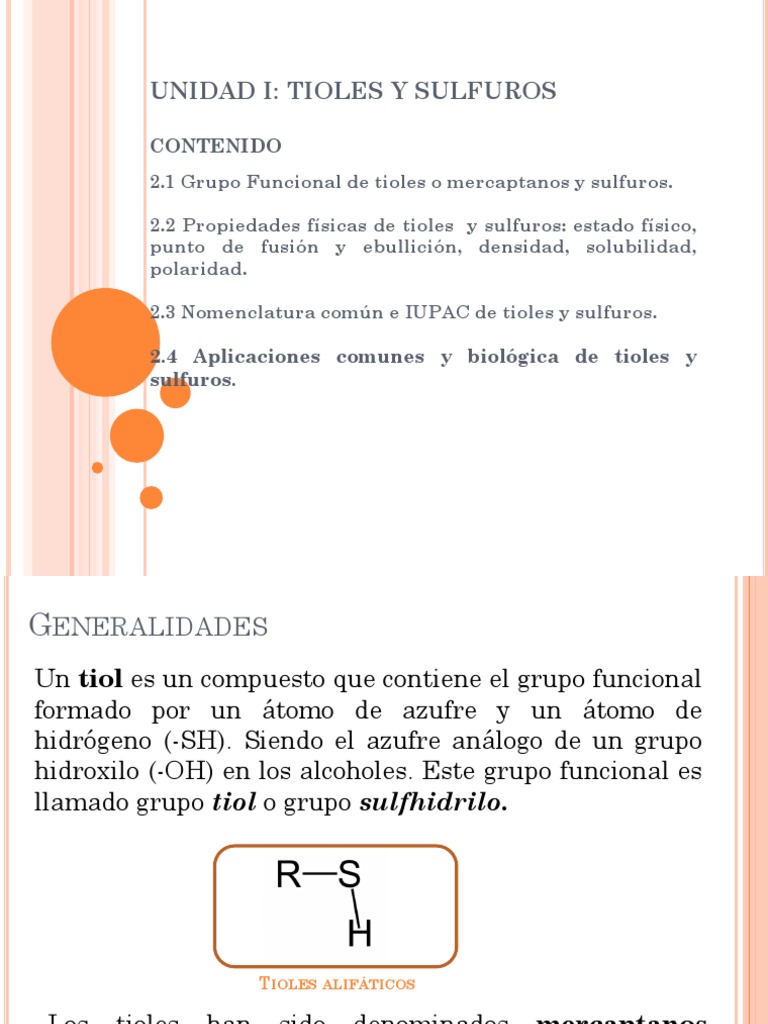 Unidad I. Tioles y Sulfuros | PDF | Tiol | Redox