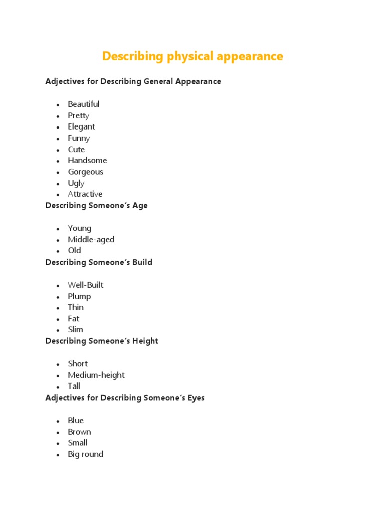Physical appearance adjectives list under 40 chars | PDF