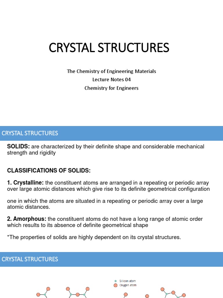 CHEM20024 Lecture Notes 04 - Crystals | PDF | Crystal Structure | X Ray ...
