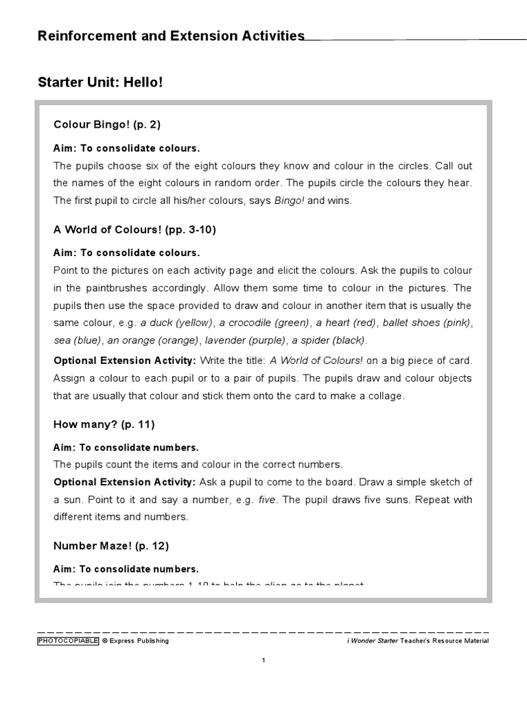 02 I Wonder Starter Reinforcement | PDF | Toys | Color