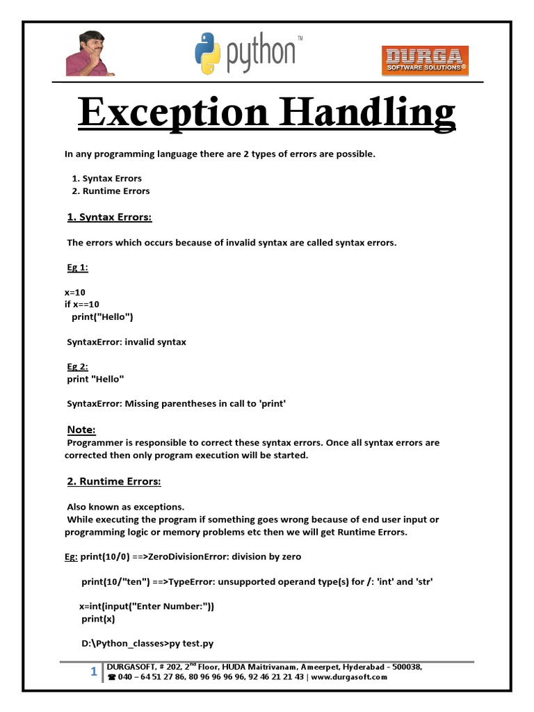 2 Types of Errors & Exception Handling | PDF | Debugging | Python (Programming Language)