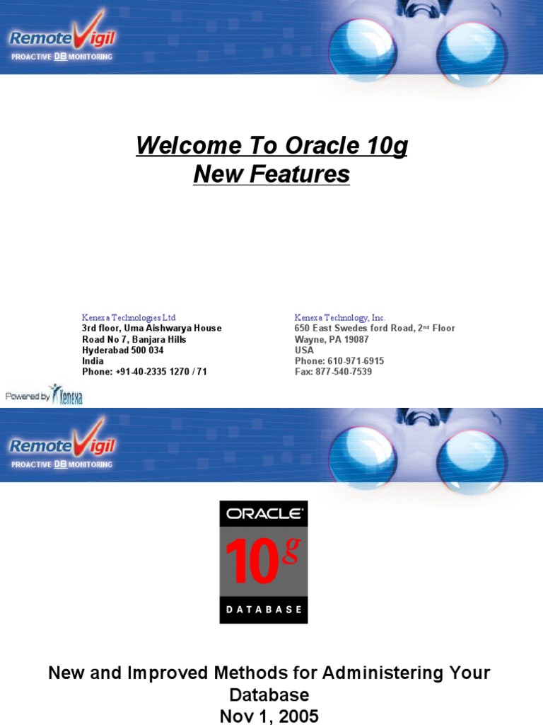 Welcome To Oracle 10g New Features: Kenexa Technologies LTD Kenexa Technology, Inc | PDF ...