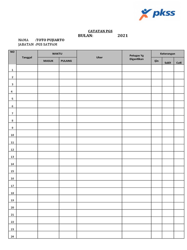 Absensi PGS Satpam | PDF