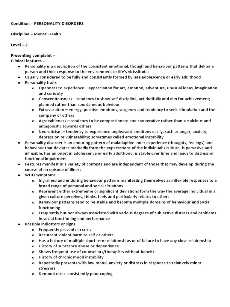 Personality Disorders | PDF | Personality Disorder | Psychological Trauma