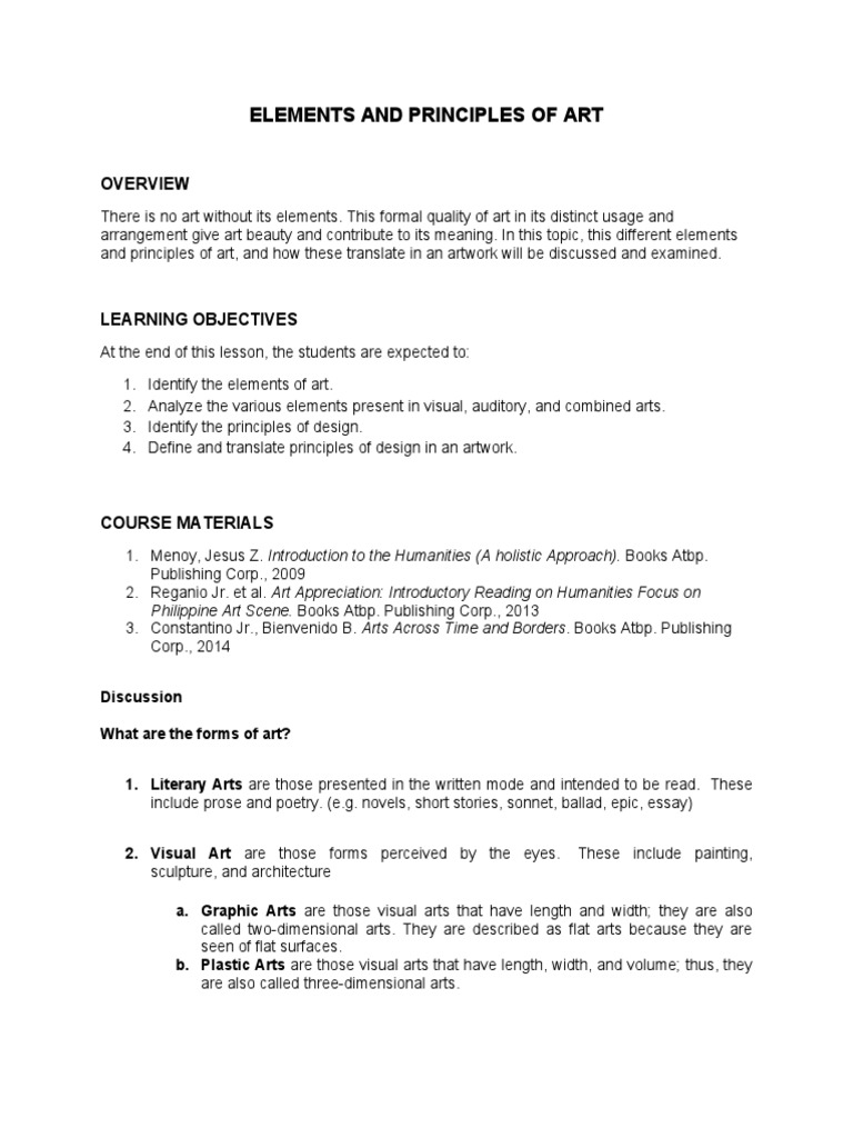 MODULE 3 - Elements and Principles of Art | PDF | Color | Light