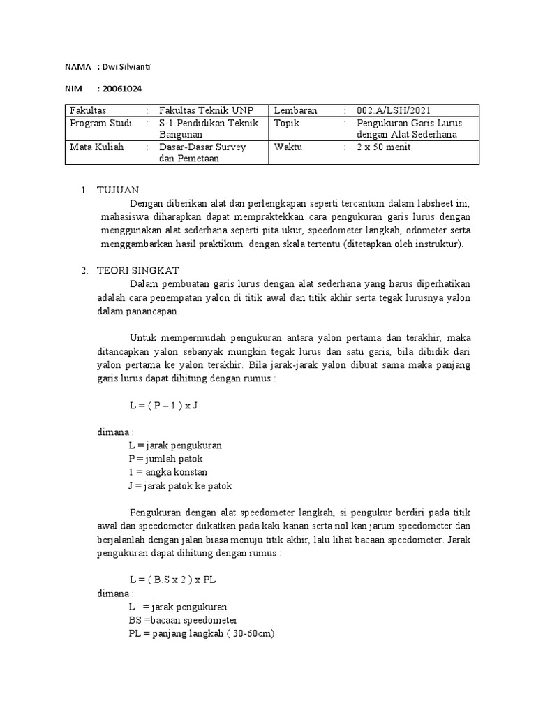 Laporan Survey JOBSHEET 1 Dwi Silvianti | PDF