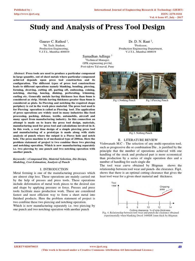 Study and analysis of compound press tool design | PDF | Steel ...
