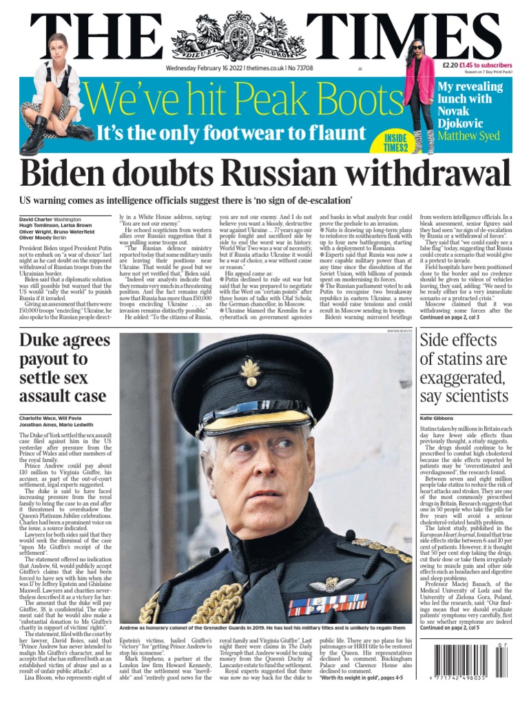 The Times - February 16 2022 | PDF | Ukraine | Vladimir Putin