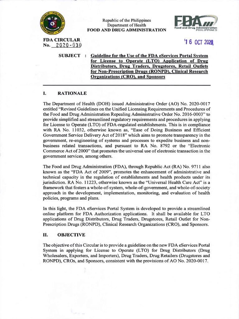 FDA-Circular-No.-2020-030-1 Eservices | PDF | Qr Code | Computing FDA-Circular-No.-2020-030-1 Eservices | PDF | Qr Code | Computing