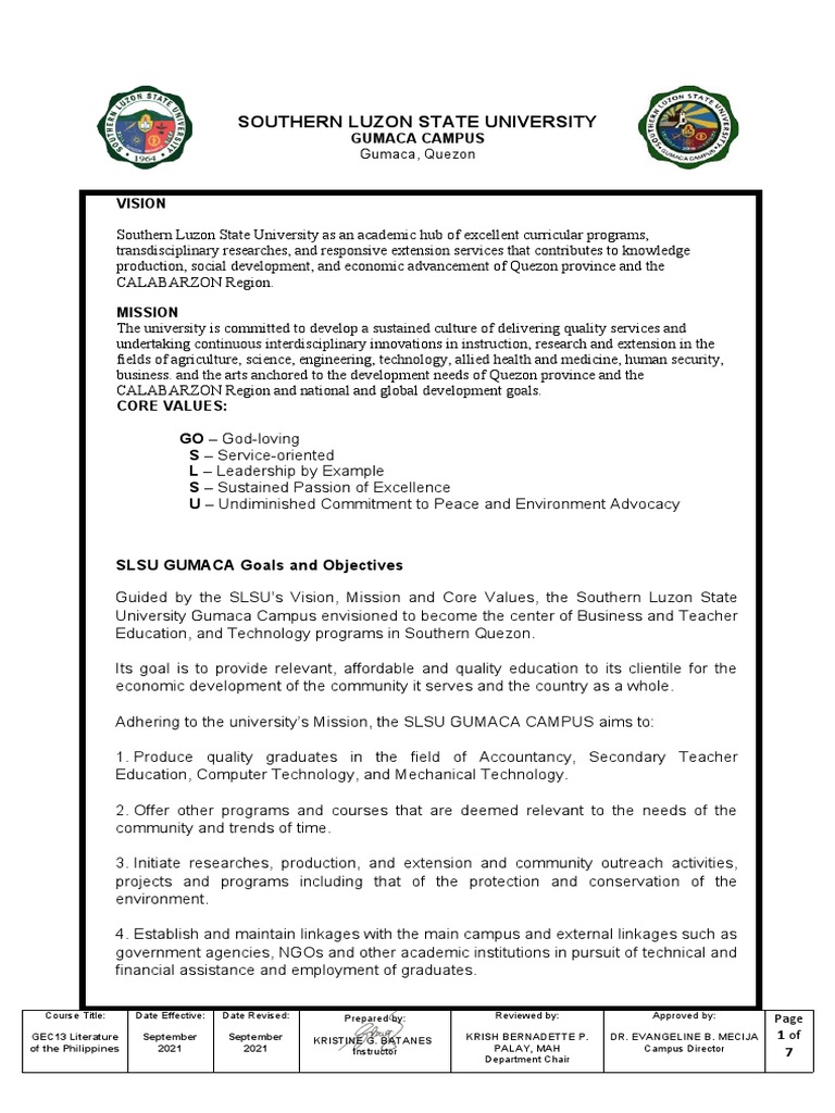 Southern Luzon State University: Gumaca Campus | PDF | Poetry