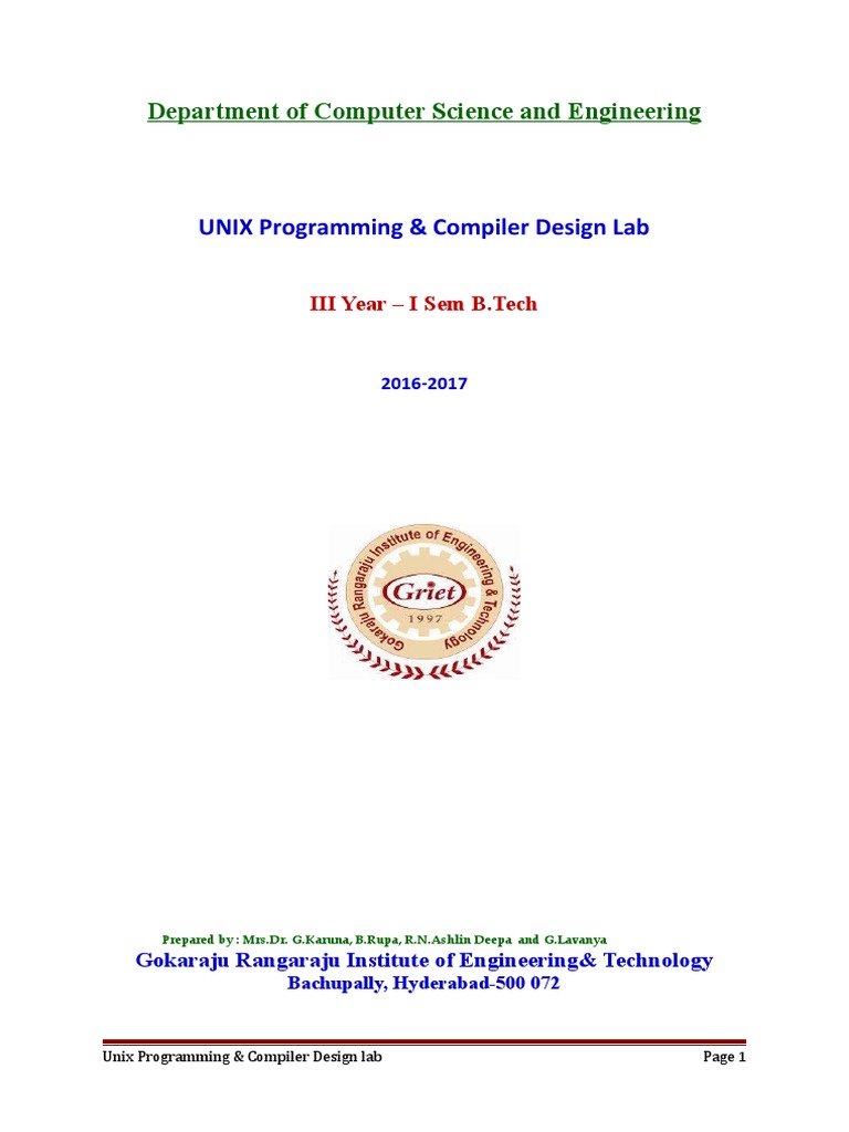 Unix & CD Lab Manual - III B.tech.-27!01!2075 | Download Free PDF | Software | Unix