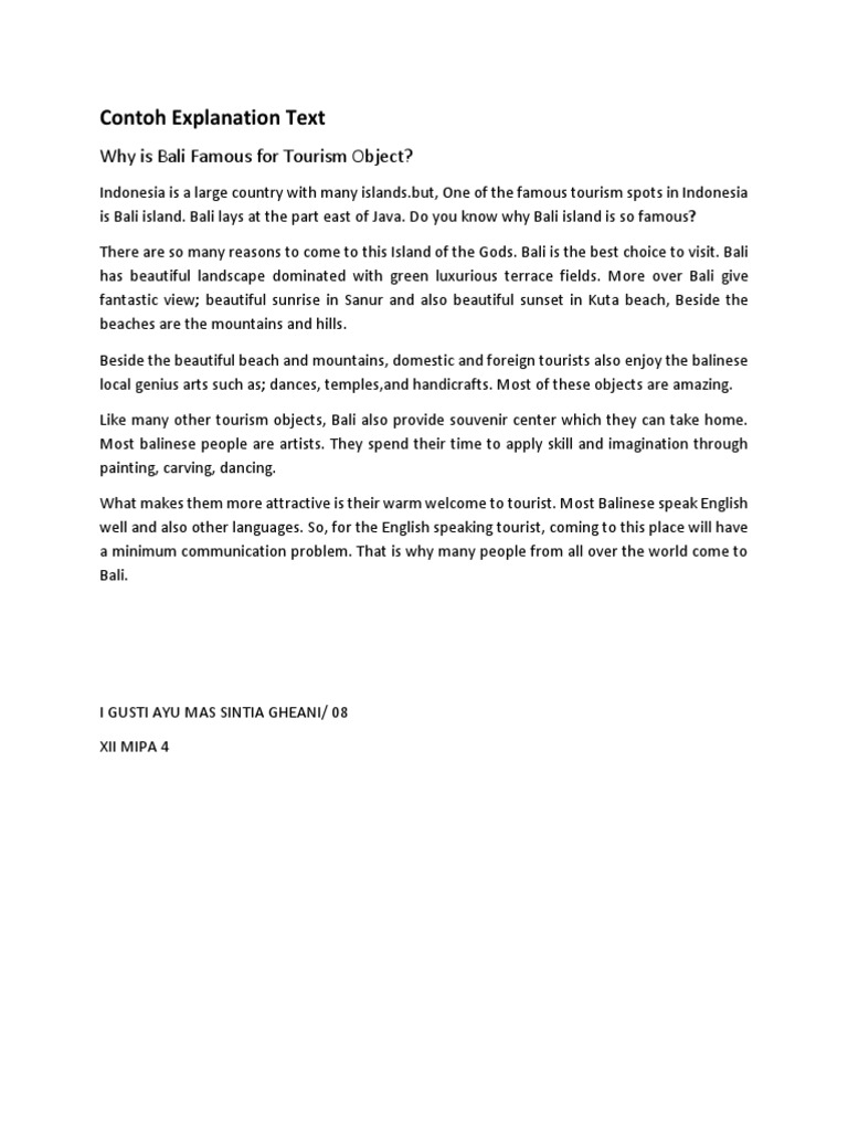 Contoh Explanation Text BALI ISLAND | PDF