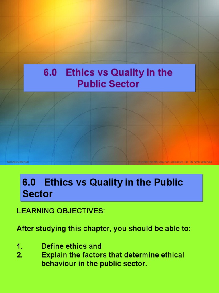 Topic 06 - Ethics Vs Quality in The Public Sector - Manual | PDF ...