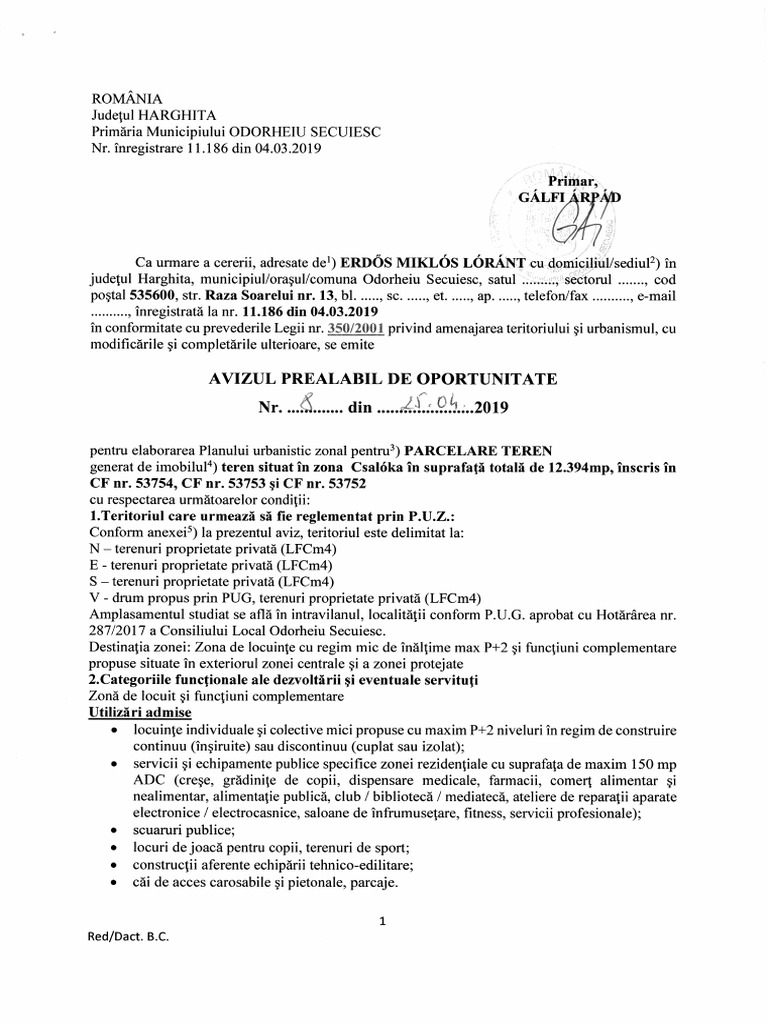 4680 20190429 779 Aviz Prealabil de Oportunitate | PDF