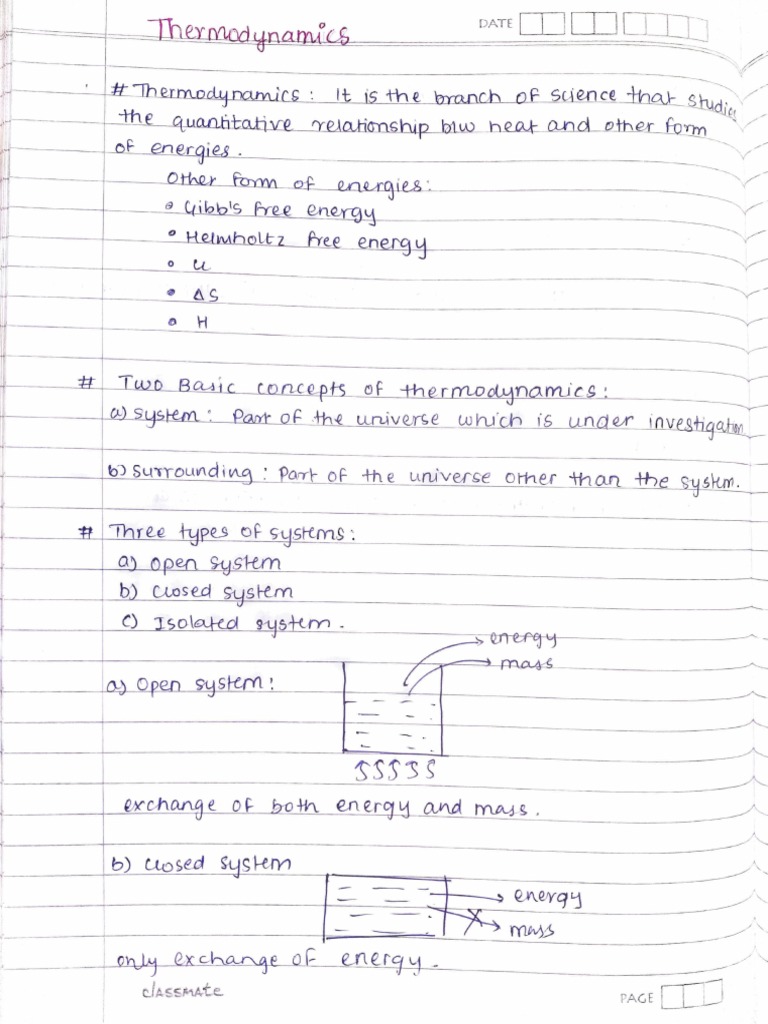 Thermodynamics Notes | PDF | Physical Chemistry | Nature