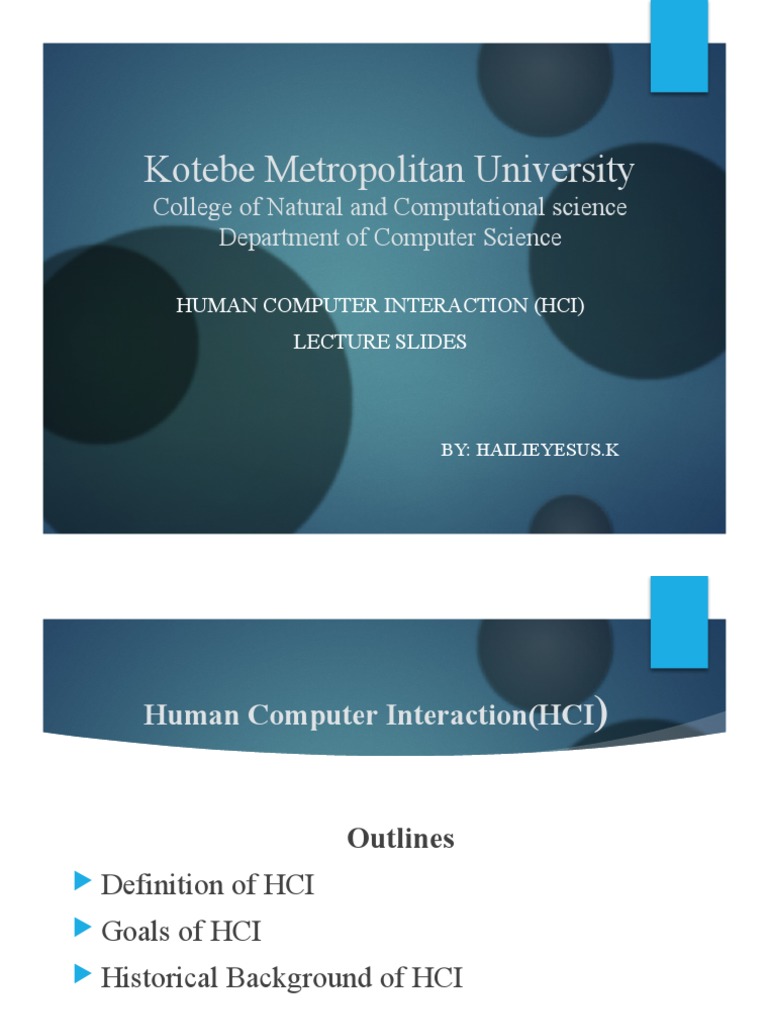 HCI Chapter One | PDF | Human–Computer Interaction | Usability
