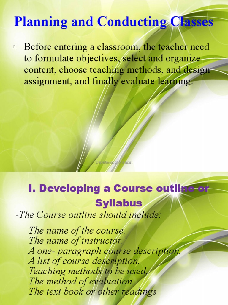(wk-7-8) Planning and Conducting Classes | PDF | Teaching Method | Learning