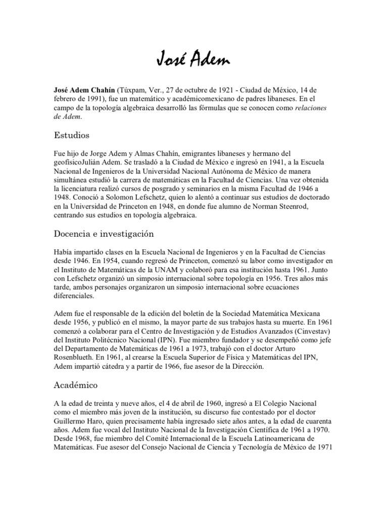 José Adem | PDF | Enseñanza de matemática | Science