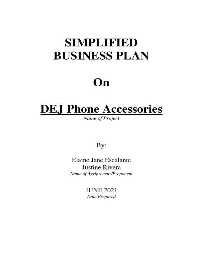 Simple Business Plan Format | PDF | Supply Chain | Market (Economics)