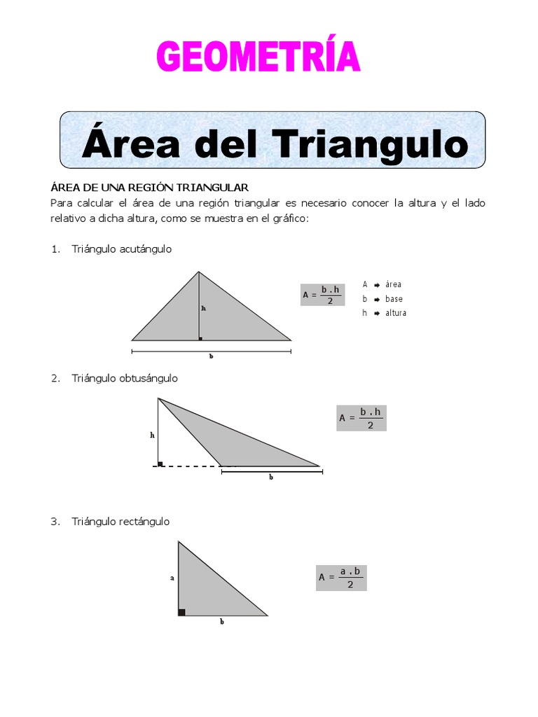 Área Del Triangulo para Quinto de Primaria | PDF | Geometría Elemental | Geometría del plano ...