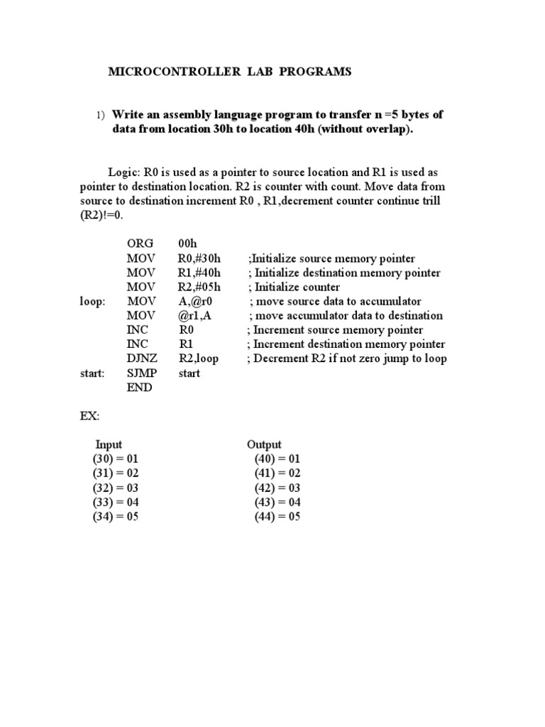 Microcontroller Lab Programs Pdf Pointer Computer Programming Binary Coded Decimal