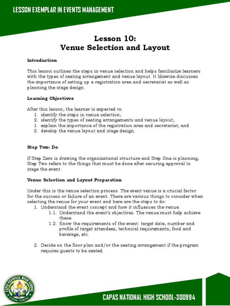 Venue Selection and Layout Essentials | PDF | Request For Proposal ...