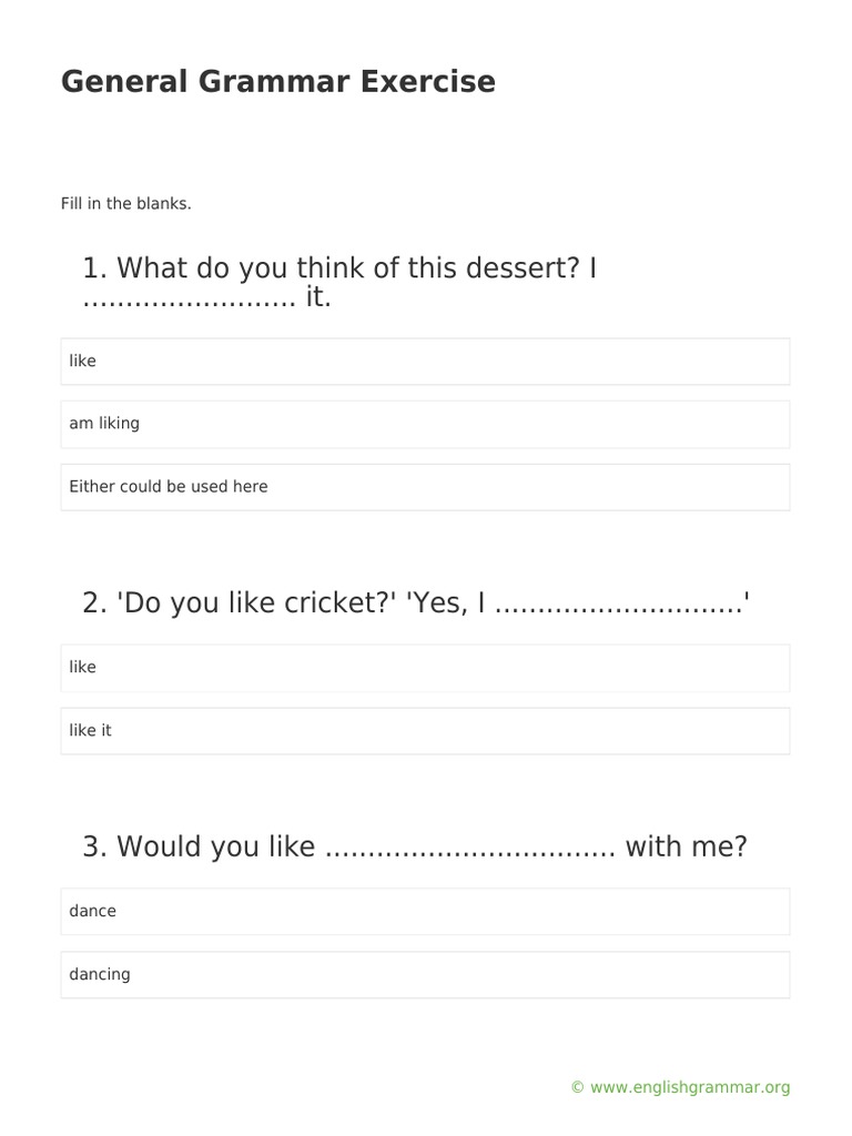 General Grammar Exercise | PDF