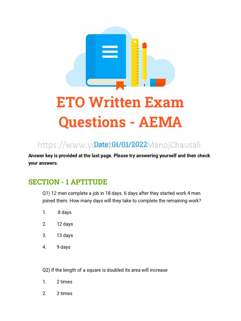 ETO Written Exam Questions - AEMA: Section - 1 Aptitude | PDF ...