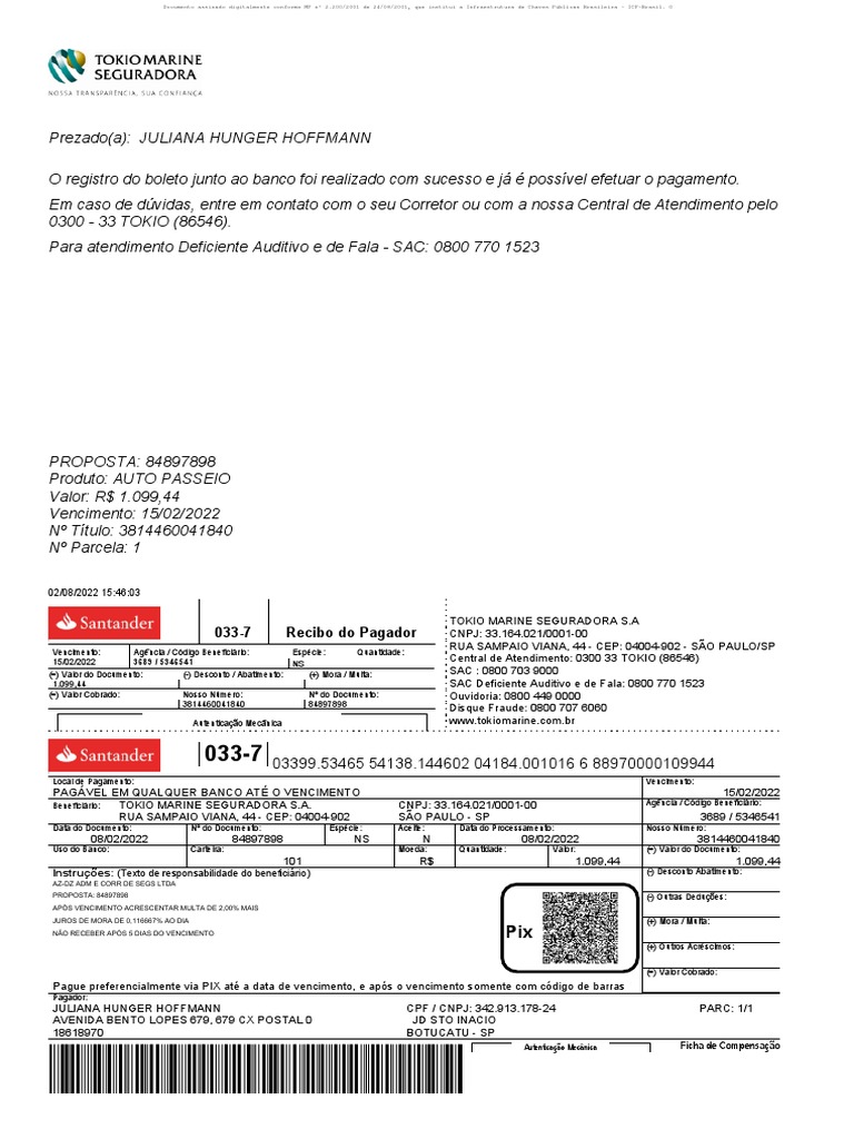 Recibo de pagamento de seguro automóvel | PDF | Pagamentos | Dinheiro