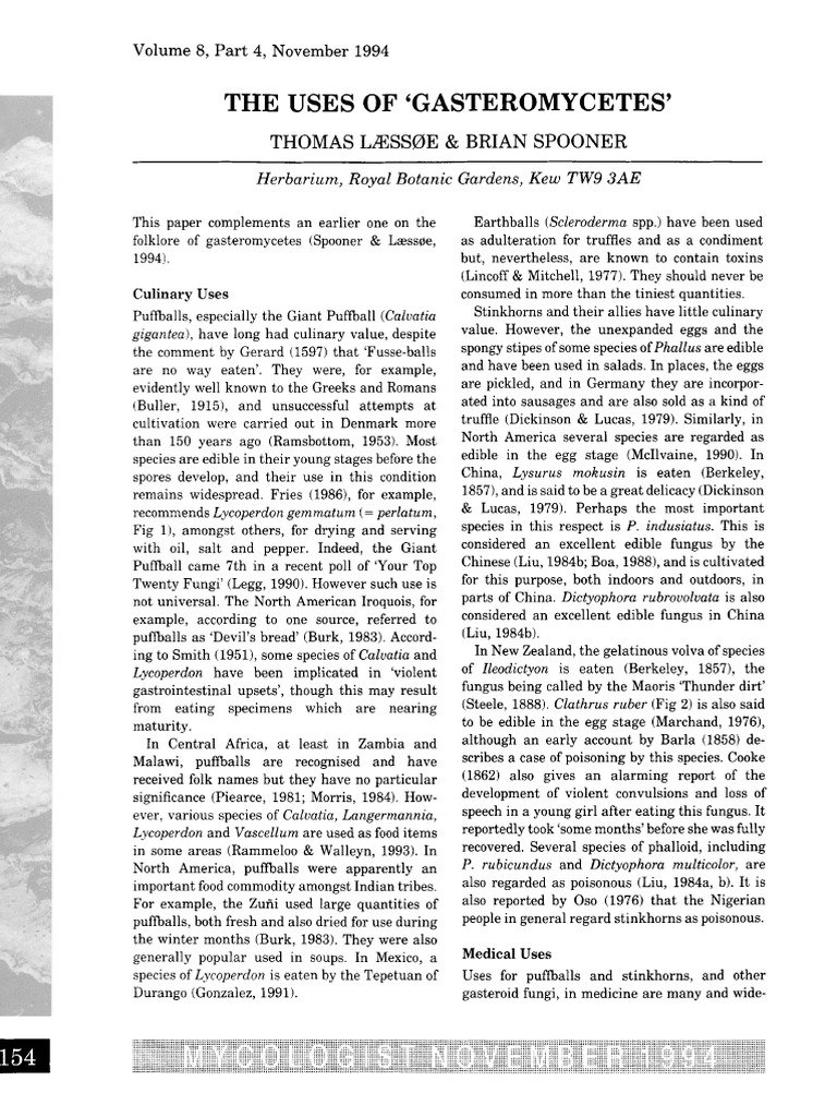 The Uses of Gasteromycetes' | PDF | Edible Mushroom | Mycology