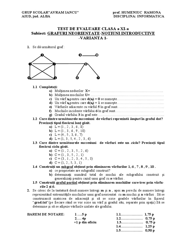 Test Grafuri - Neorientate | PDF