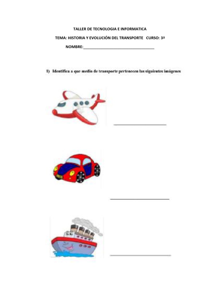 Historia del Transporte en Taller de Tecnología | PDF