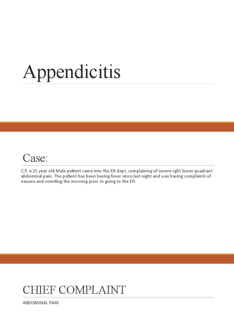 Appendicitis Case Study Analysis | PDF