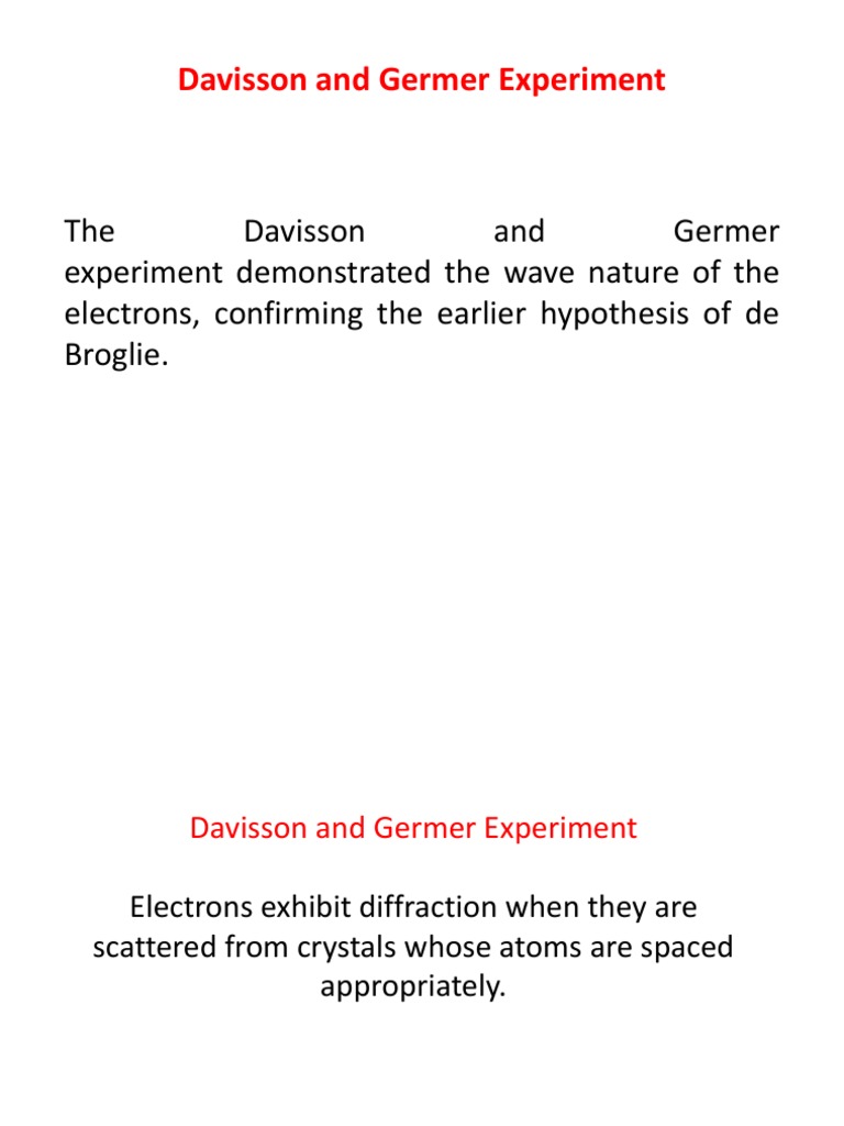 Davisson and Germer Experiment | PDF | Electron | Diffraction