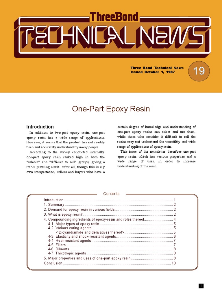 One-Part Epoxy Resin | PDF | Epoxy | Adhesive