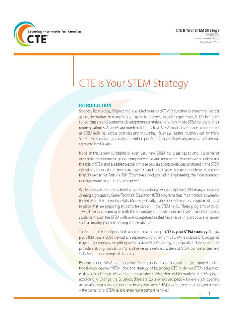 Cte Your Stem Strategy Final | PDF | Science, Technology, Engineering ...